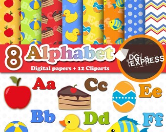 Alphabet Digital Stamps Part 6 STUV clip art School