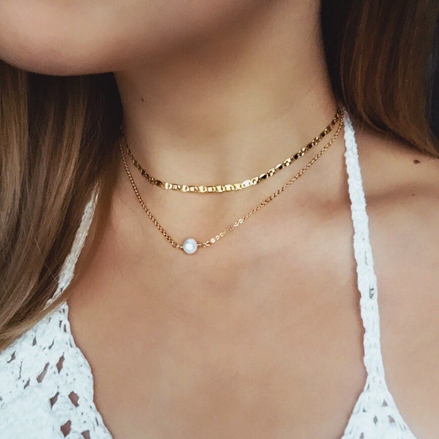 Trendy Chokers & Layered Necklaces by SimpleDaintyJewelry on Etsy