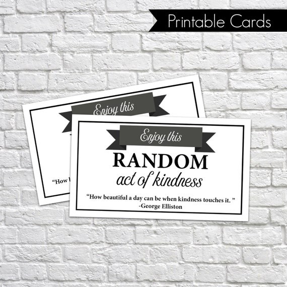 Printable Random Act of Kindness Cards RAOK Pay It Forward