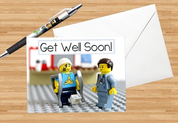 Get Well Soon LEGO card instant download pdf jpg print