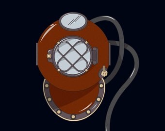 Items similar to Vintage Diving Helmet Vinyl Wall Decal-Choose Any ...