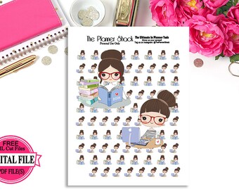 Kawaii girl clipart digital graphic girl on a bike digital