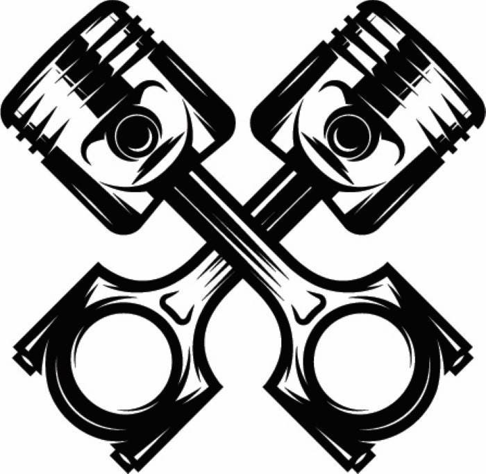 Mechanic Logo 12 Piston Crossed Cylinder Engine Auto Car Part