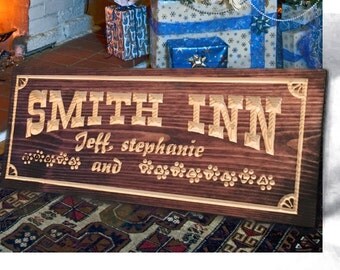 Deep carved personalized red cedar signs by CustomWoodSignShop