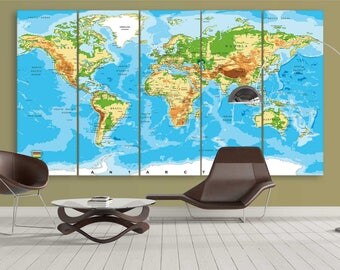 World map canvas | Etsy