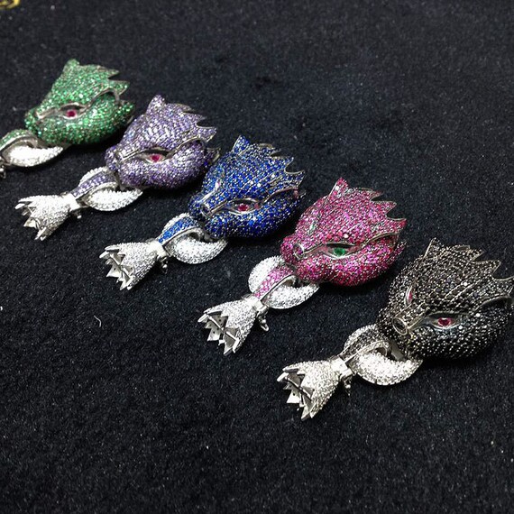 Leopard Clasp Buckle tassel head cap Micro paved CZ Micro