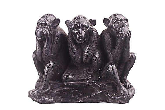 Decorative Stone Figurine / Statue Three Wise Monkeys See Hear