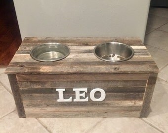 Rustic dog feeder | Etsy