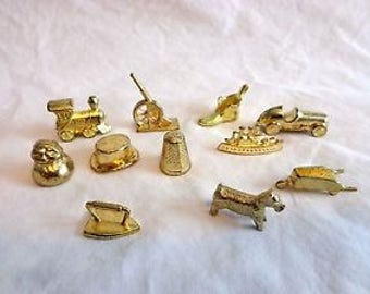 Gold monopoly pieces | Etsy