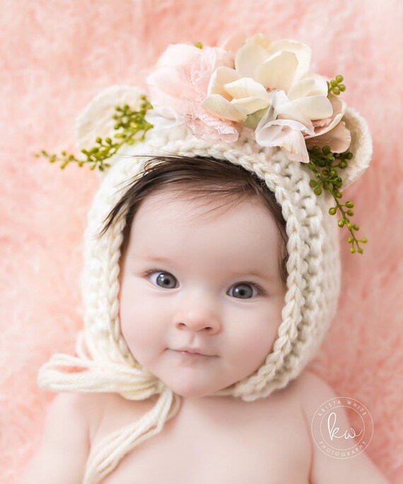 Flower Bonnet Floral Bonnet Garden Bonnet Bear Bonnet