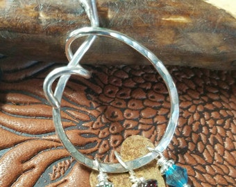 Unique Sterling Silver Charm Holder Pendant Thick Organic