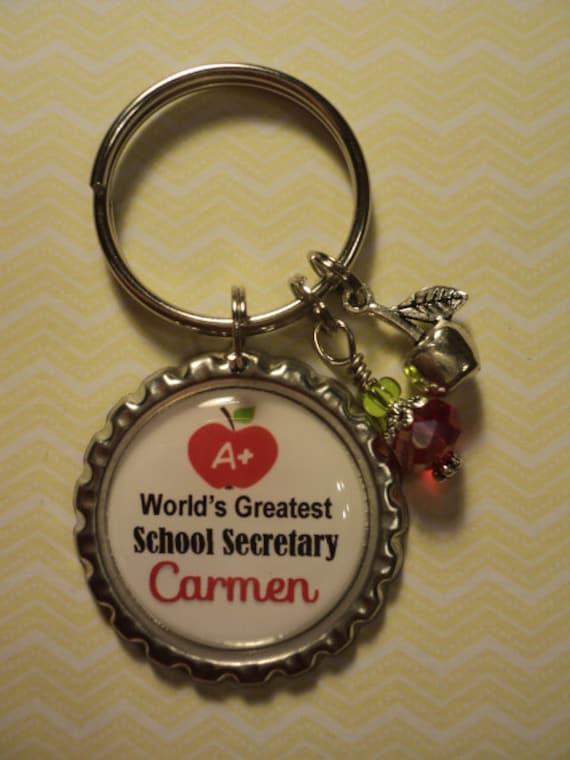 Personalized School Secretary key chain with charms