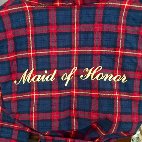 Set of 4 Cozy Flannel Plaid Robes Bride and Bridesmaid