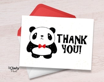 Panda thank you card | Etsy