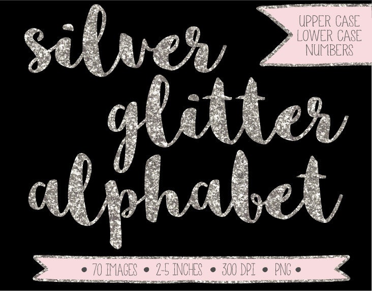60% OFF SALE. Silver Glitter Alphabet Clipart. Glitter Numbers, Letters ...