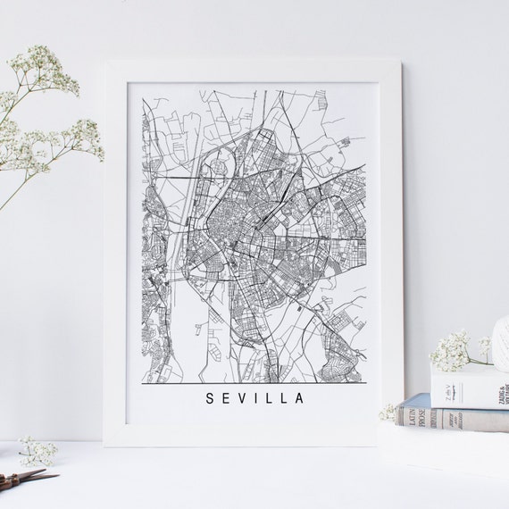 SEVILLE MAP Minimalist Seville Art Print Customizable City