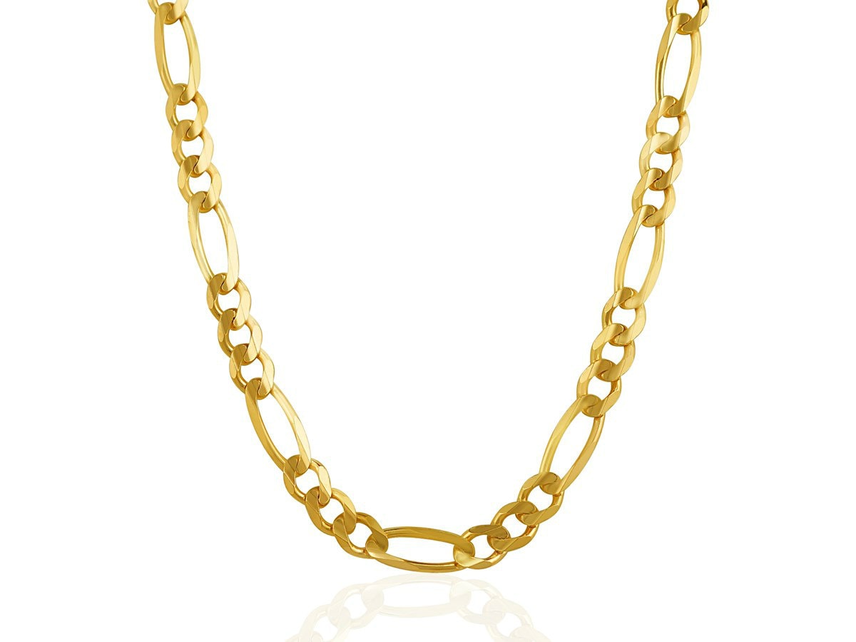 8mm Figaro Chain 14k Yellow Gold Solid Men's Necklaces 8mm Figaro Chain 14k Yellow Gold Solid Men's Necklaces