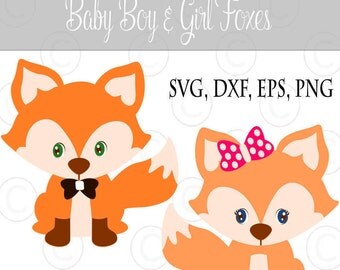 Cute Baby Fox SVG & DXF Cutting Files PNG Baby Fox Clip Art