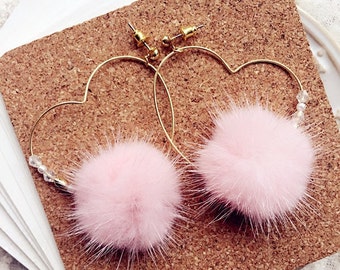 Pom pom earrings | Etsy