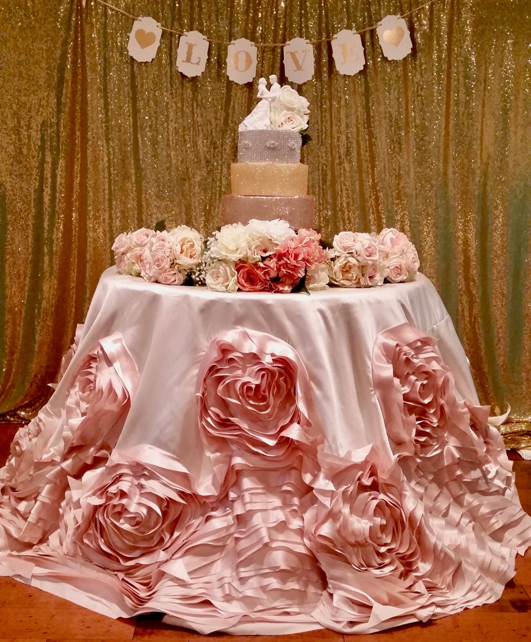 108 Rosette Tablecloth Blush Tablecloth Blush Rosette