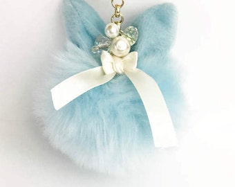 Puff ball keychain | Etsy