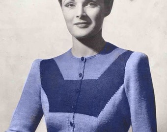 1940s Victory jumper and cardigan with puffed sleeves plus
