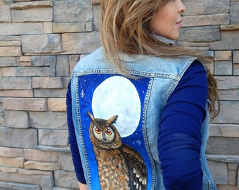 Hand painted denim | Etsy