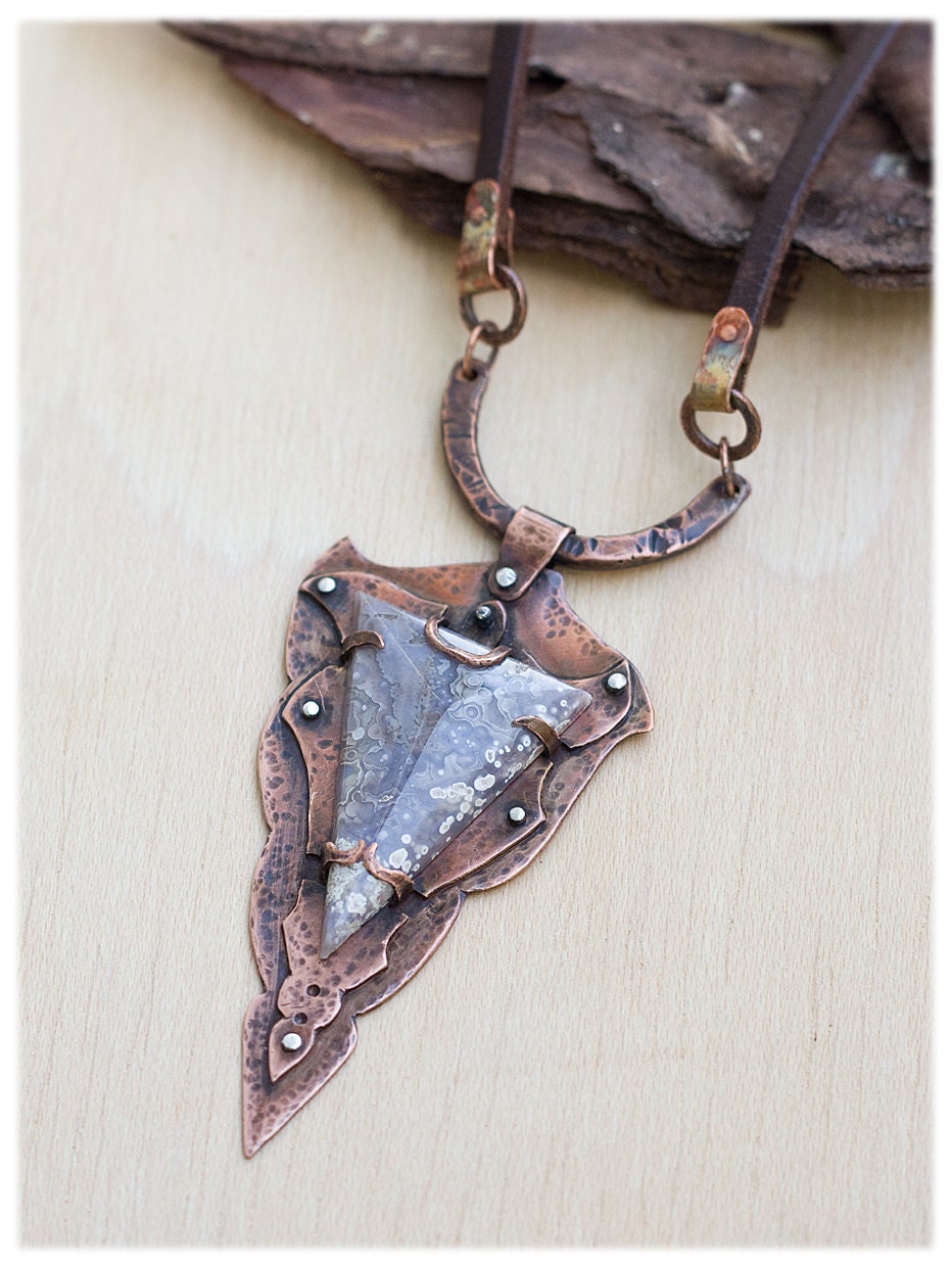 Rustic Talisman Necklace: Hand Forged Copper Jewelry Unique