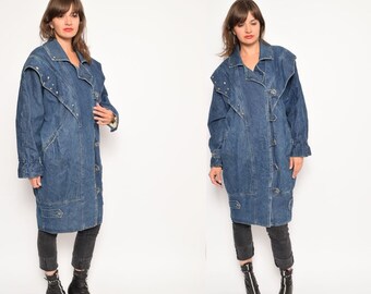 Long denim coat | Etsy