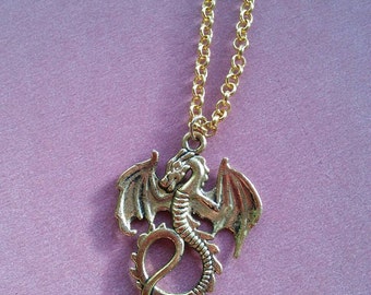 Gold dragon necklace | Etsy
