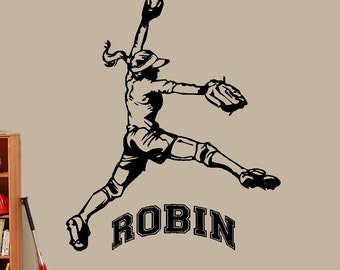 Softball wall decal | Etsy