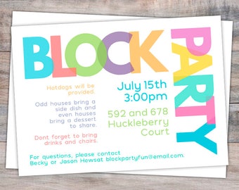 Neighborhood Block Party Invitation Announcement Invite Card