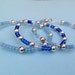 Sterling silver blue bangle Blue bead bracelet Handmade