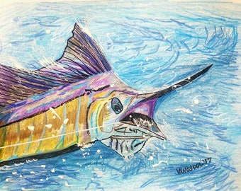 Sailfish drawing | Etsy