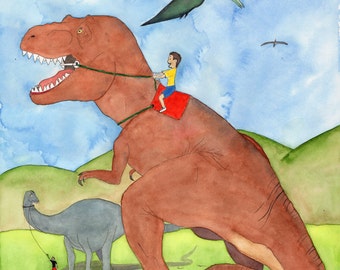 Riding a dinosaur | Etsy