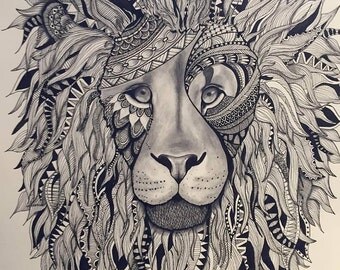 Zentangle lion | Etsy