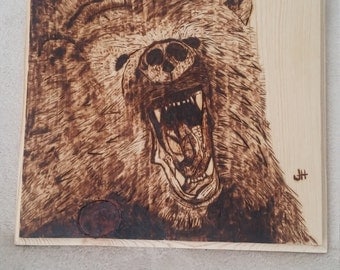 Bear wood burning | Etsy