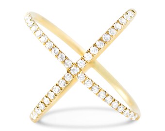 Diamond x ring | Etsy