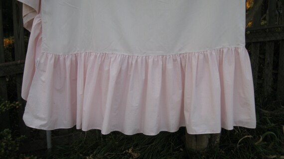 Laura Ashley Pink Ticking Stripe Dust Ruffle / Vintage Bedding