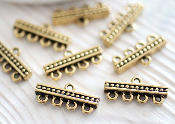 4pc antique gold jewelry connector multi strand connector