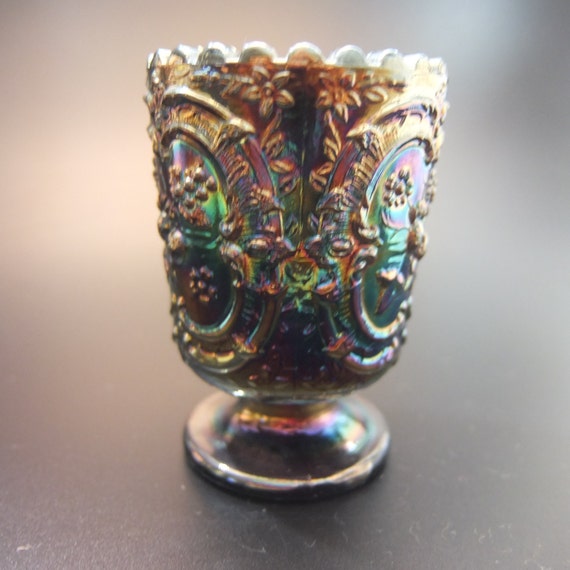 Fenton Wild Strawberry Pattern Carnival Glass Pedestal Foot