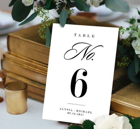 Table Number Card Template Printable Wedding Table Number