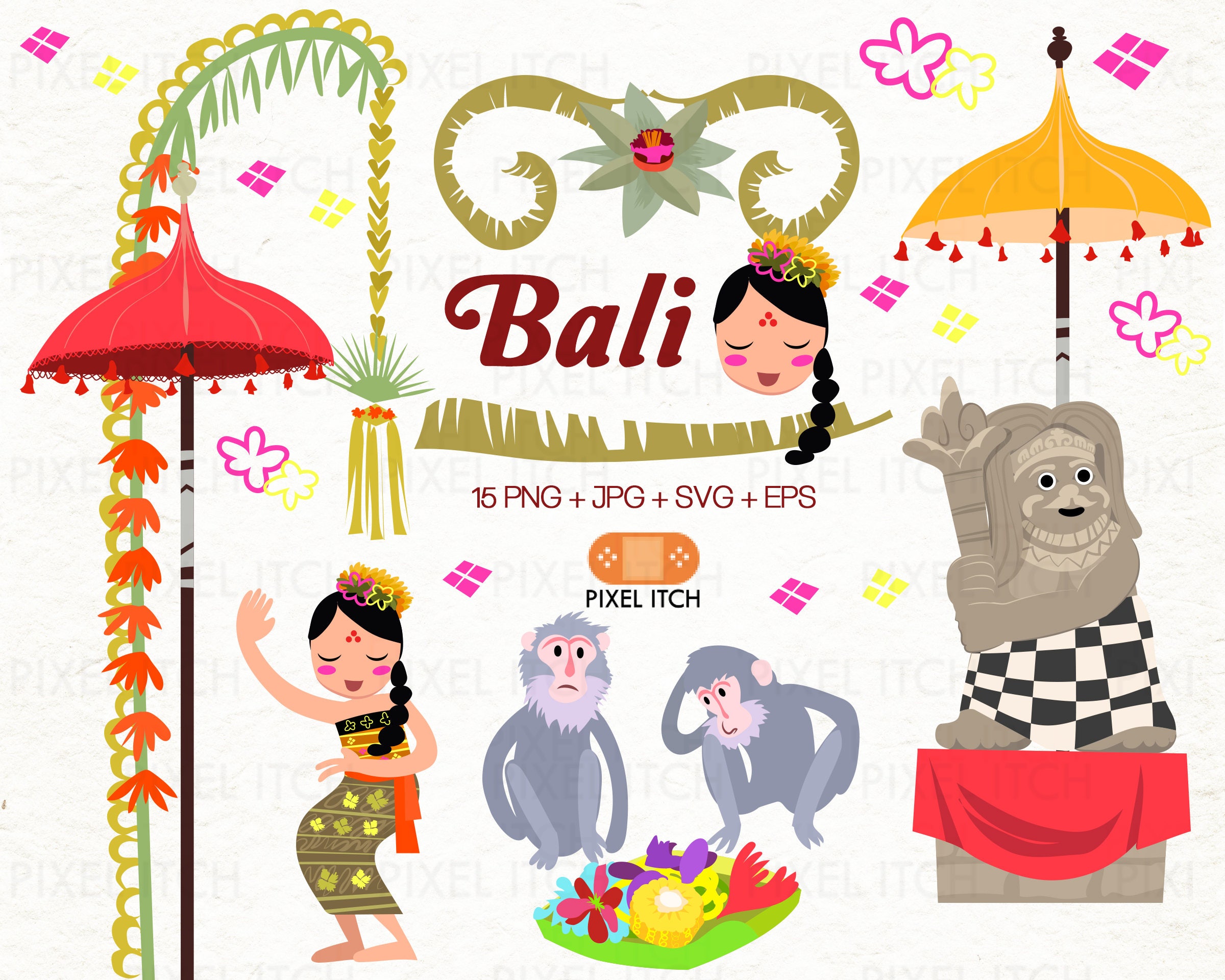 BALI Clip Art. Summer ClipArt Holiday Clipart Travel