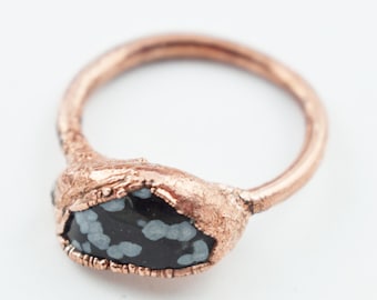 Black obsidian ring | Etsy