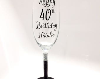 40th birthday glass | Etsy