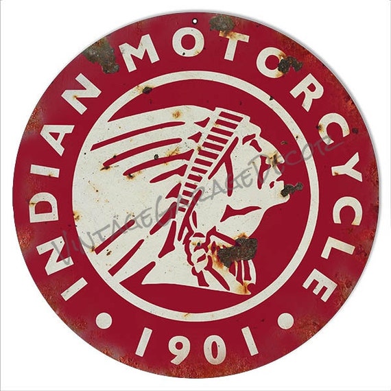 Vintage Style Indian Motorcycle 1901 Round