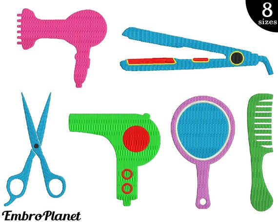 Hairdresser Tools Designs for Embroidery Machine Instant