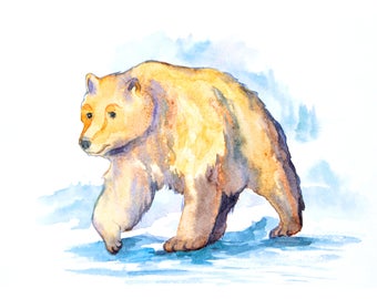 Black Water Bear Black Bear Painting Watercolor Bear