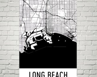 Long Beach CA Art Print Long Beach CA Skyline Wall Art Long