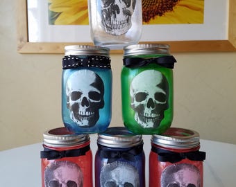 Skull mason jar | Etsy
